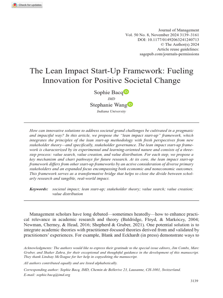 Lean Impact Start-Up Framework Explained | PDF | Startup Company ...