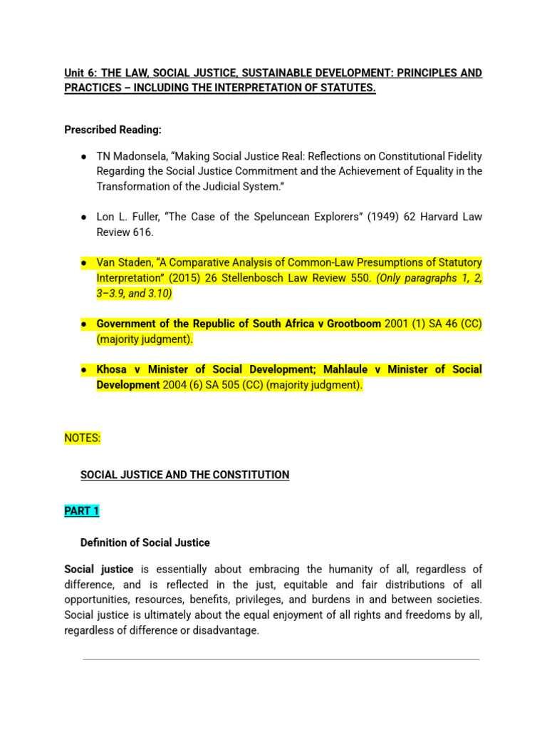 Social Justice and Statutory Interpretation | PDF | Social Equality ...