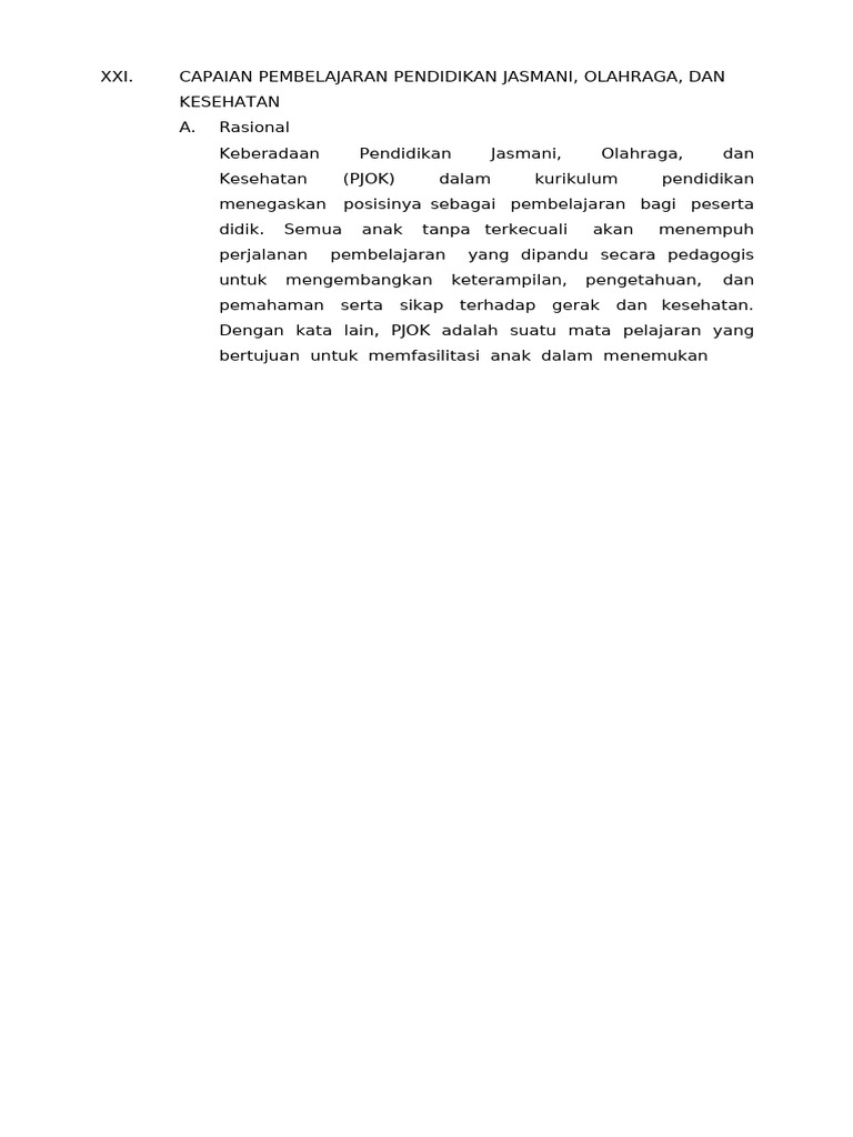 Capaian Pembelajaran PJOK Fase E | PDF
