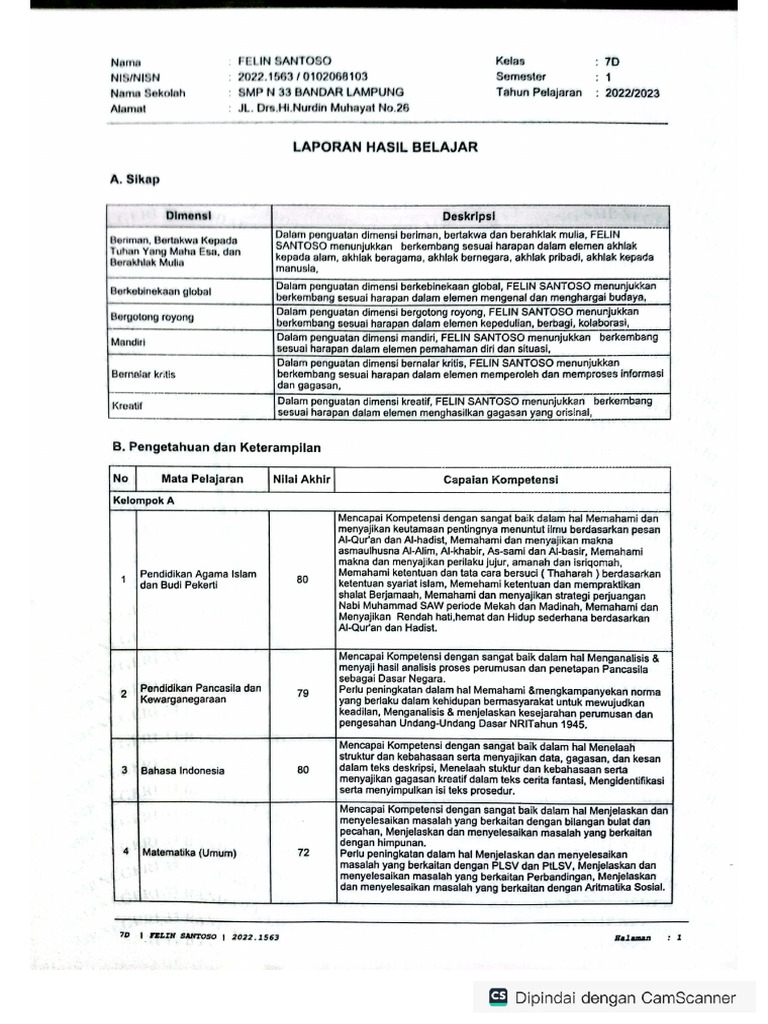 Kelas 7 Semester 1 Dan 2 | PDF