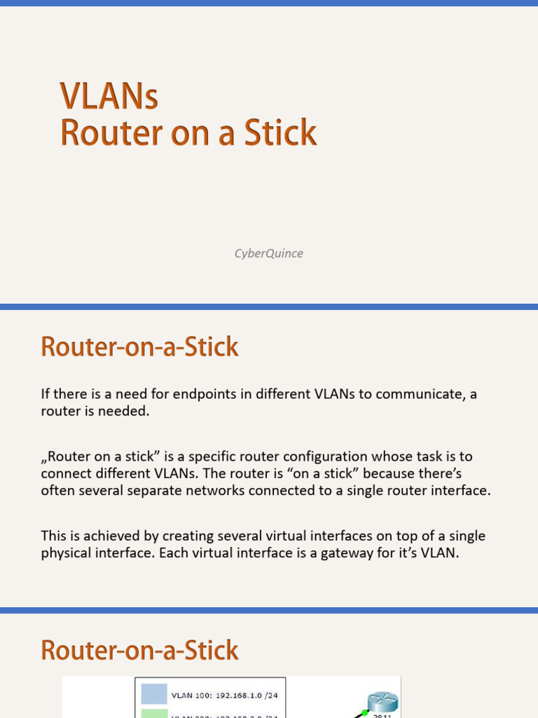 Router On A Stick PPT | PDF