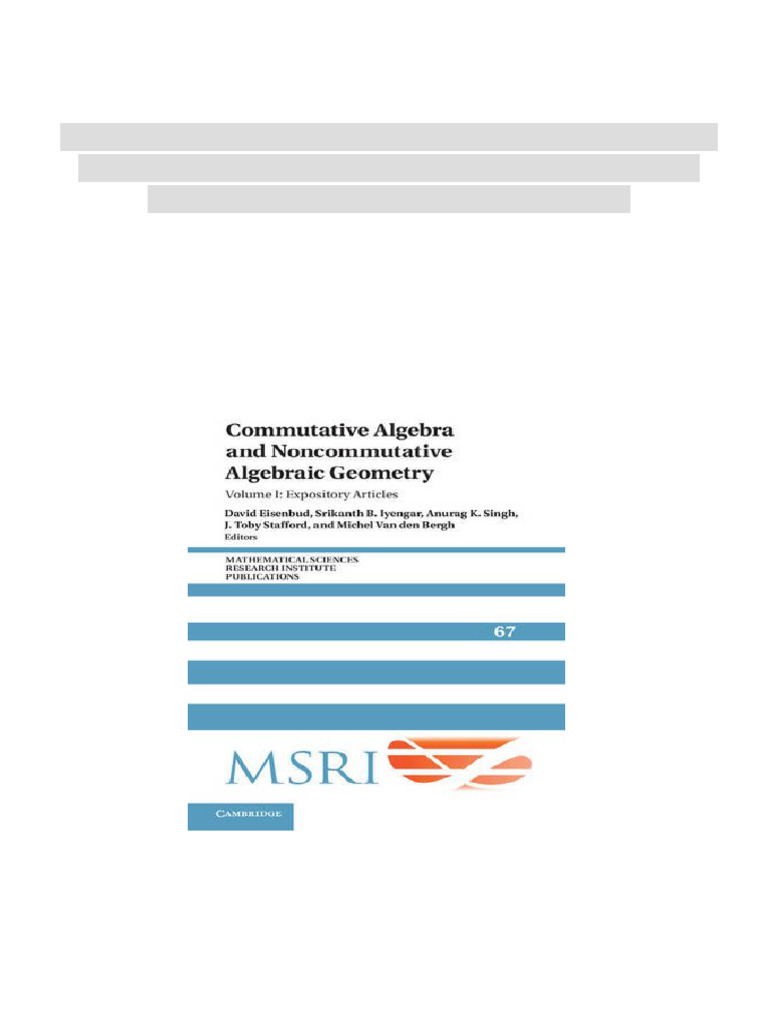 Commutative Algebra and Noncommutative Algebraic Geometry Volume 1 ...