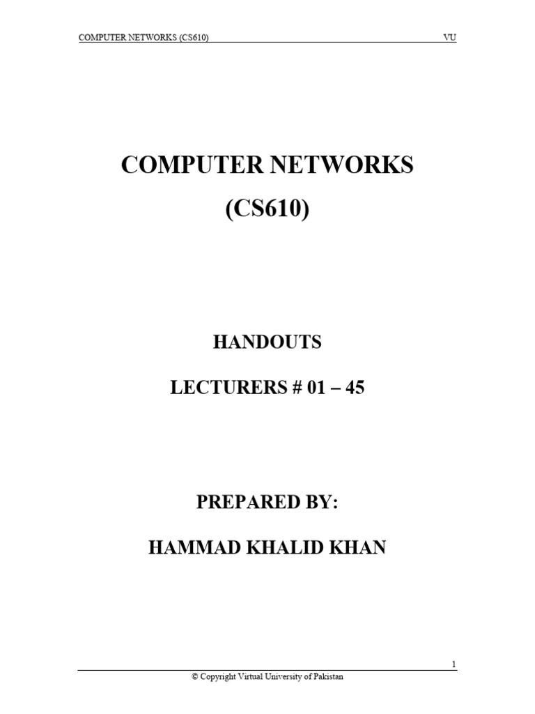 CS610 - Lec 01-45 | PDF | Internet Protocols | Computer Network
