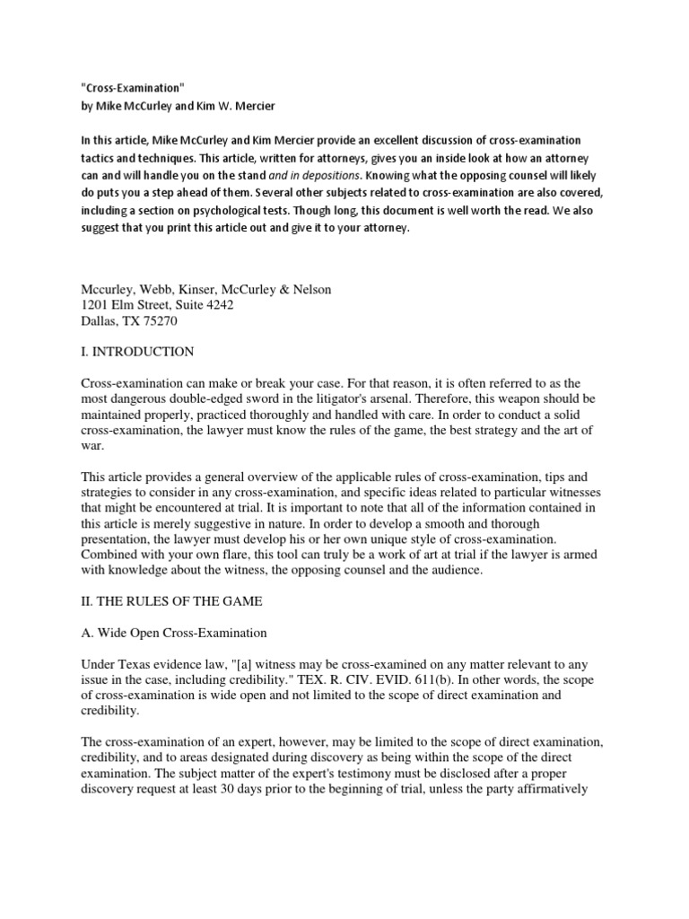 Trial Examination | PDF | Cross Examination | Witness Impeachment