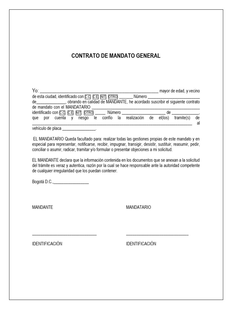 Contrato de Mandato General para Trámites | PDF