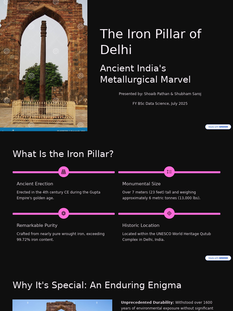 Ancient India's Iron Pillar Insights | PDF | Iron | Metals