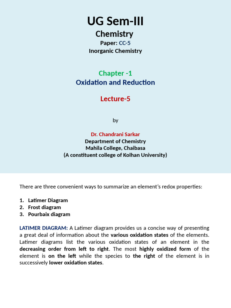 Understanding Latimer Diagrams | PDF | Redox | Ph