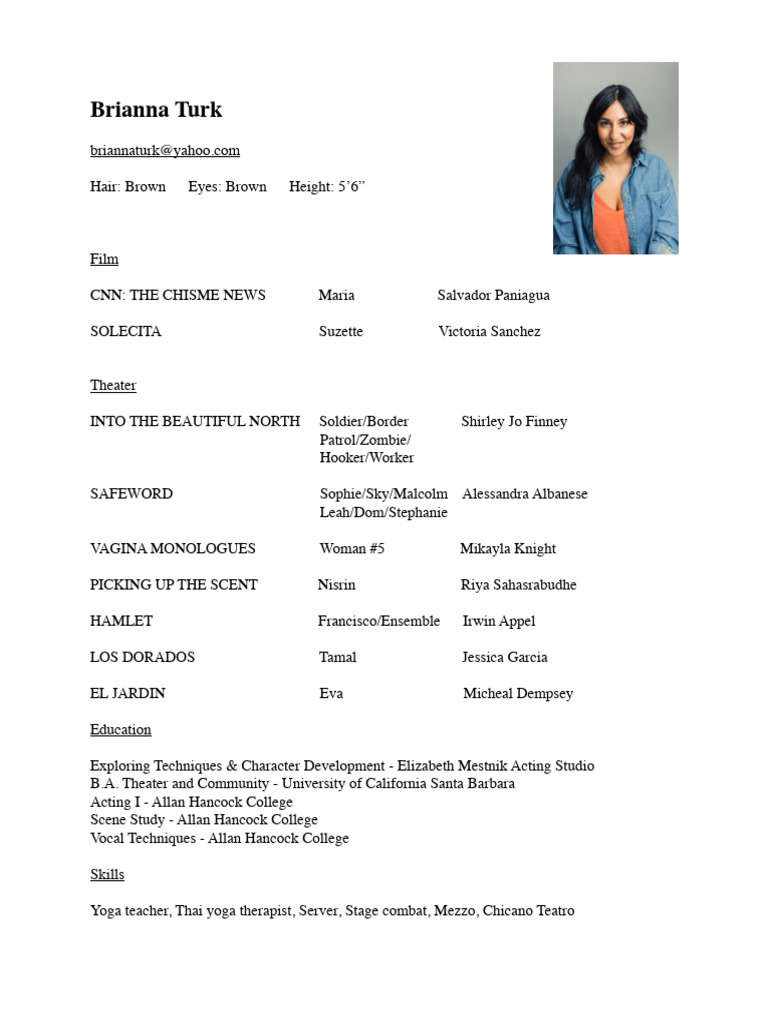 Acting Resume | PDF