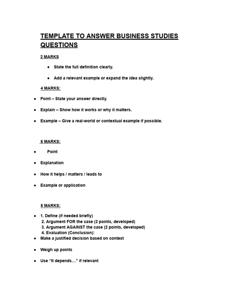 Answering Business Studies Questions | PDF