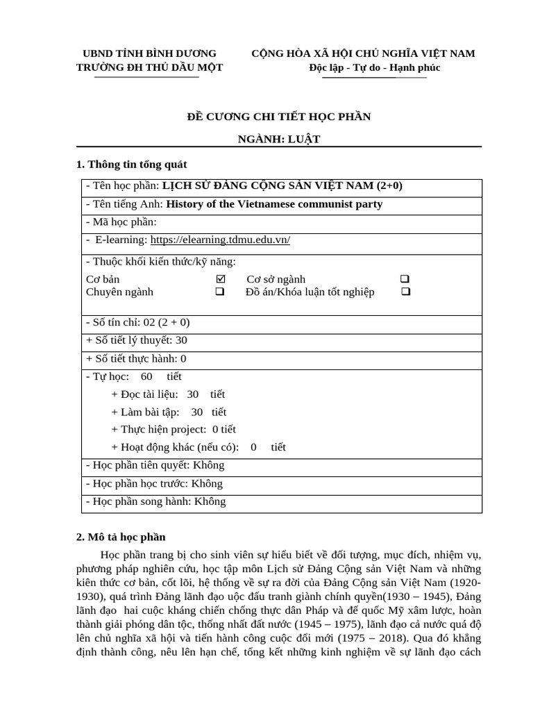 6.2025.Lịch sử Đảng CSVN (2+0) | PDF