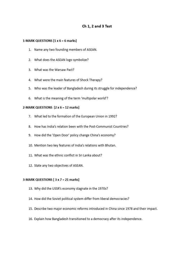Political Science Class 12 Test Notes | PDF