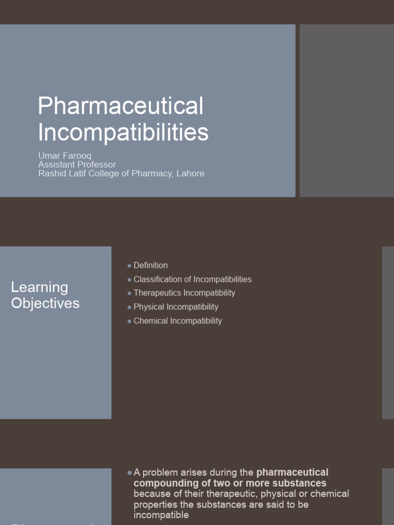 Understanding Pharmaceutical Incompatibilities | PDF | Pharmacy ...