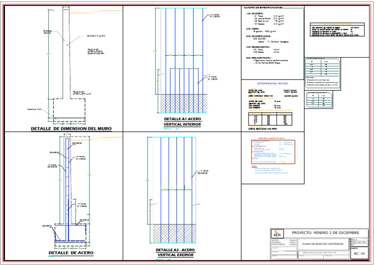 Plano de Muro de Contencion | PDF | Hormigón | Material compuesto