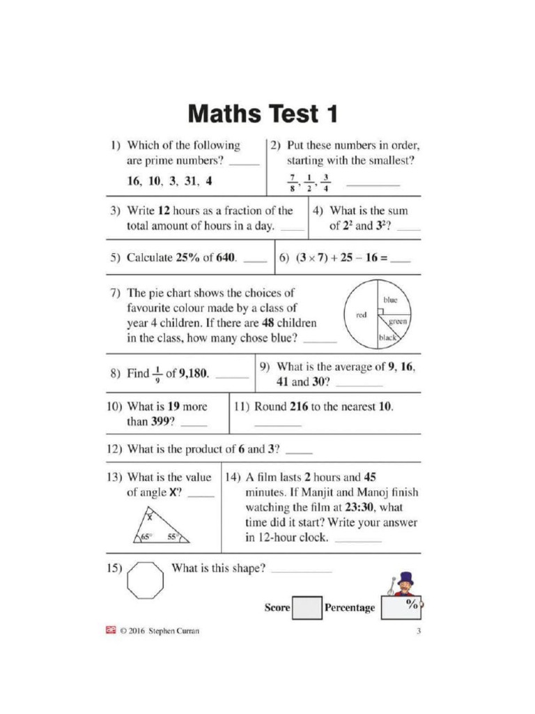 3rd Grade Math Test | PDF