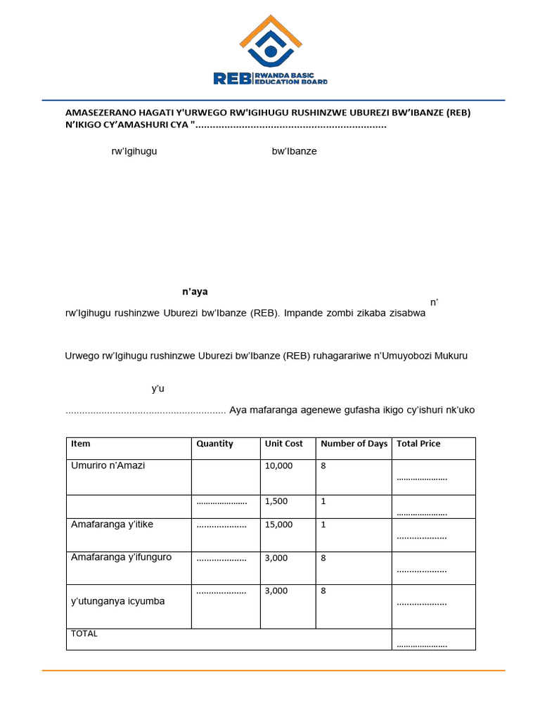Amasezerano Hagati Ya REB Nibigo Byamashuri Phase 7 | PDF