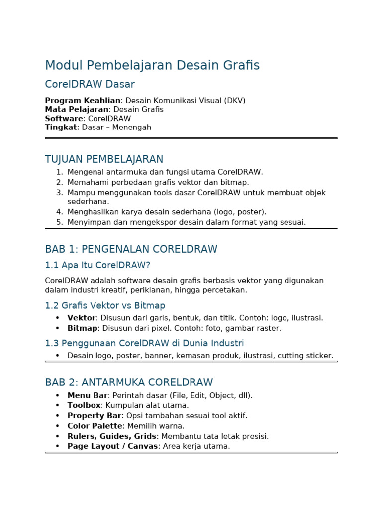 Modul Dasar CorelDRAW untuk DKV | PDF