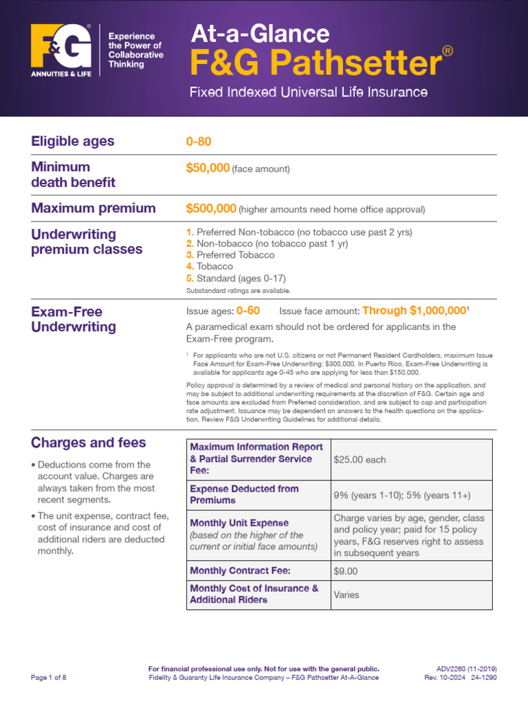 ADV2260 FG Pathsetter (AAG) - Standard | PDF | Insurance | Life Insurance