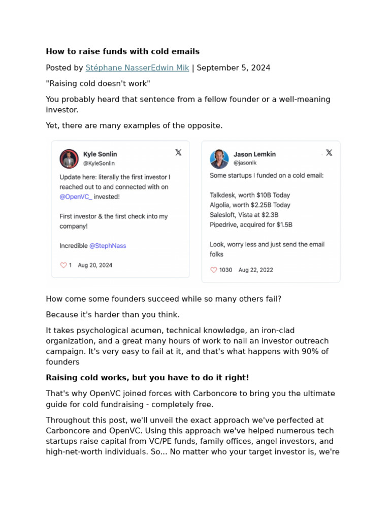 Mastering Cold Emails for Fundraising | PDF | Internet | Email