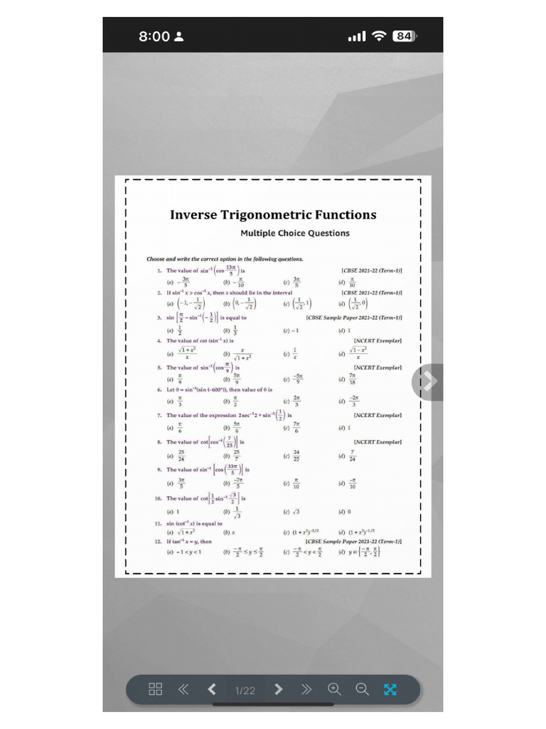 Inverse Trigonometry Pyq Pdf