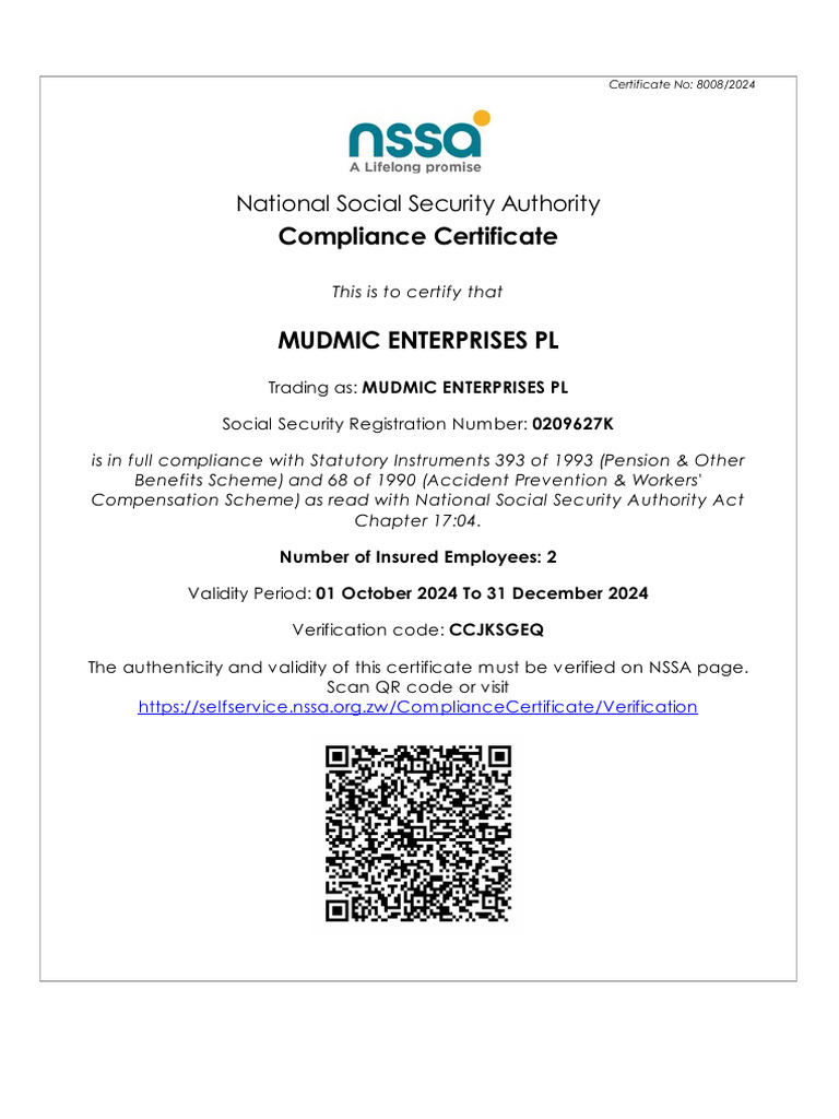 Compliance Certificate 2024 | PDF