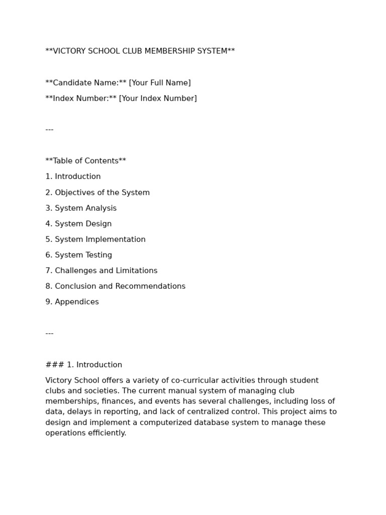 Kcse 2025 Computer Project Documentation | PDF | Databases ...