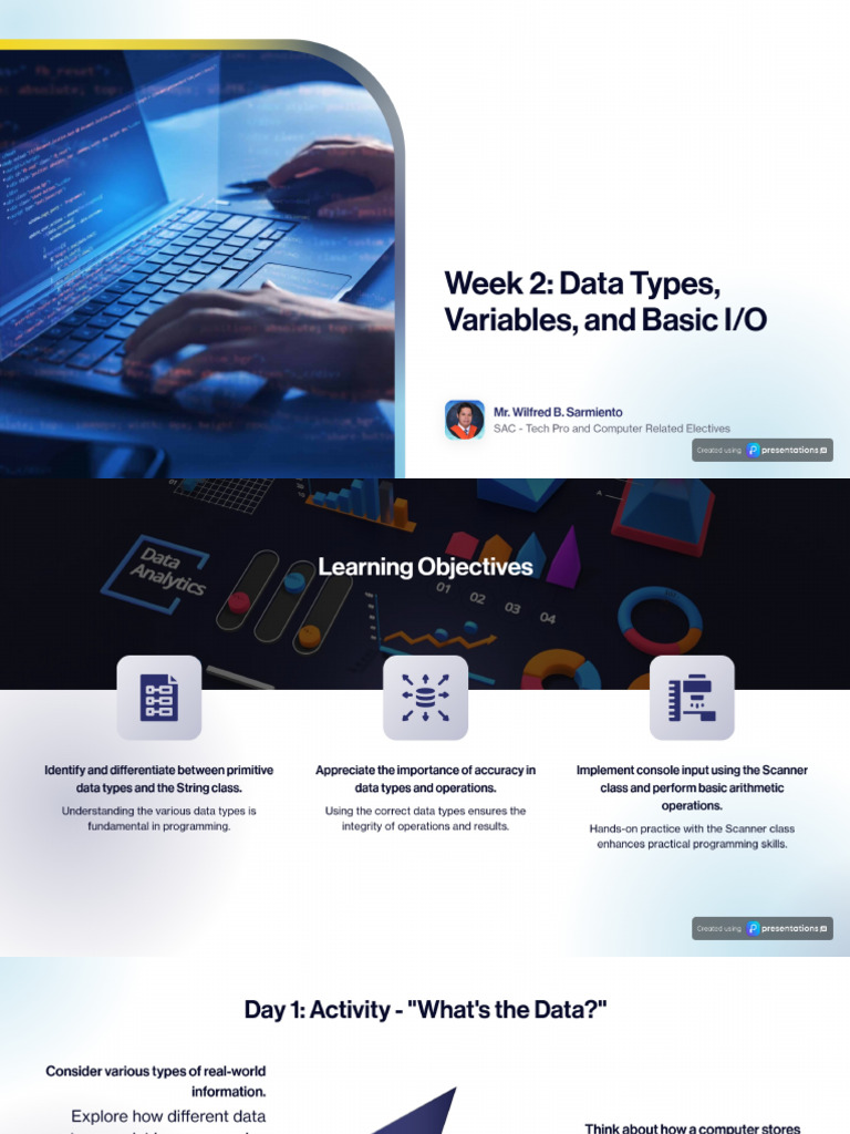 Week 2 - Data Types, Variables, and Basic IO | PDF