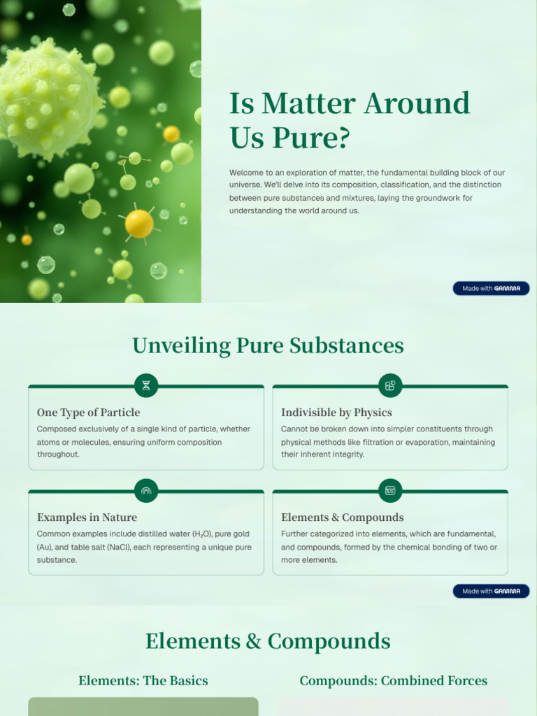 Understanding Pure Substances vs. Mixtures | PDF | Chemical Substances ...