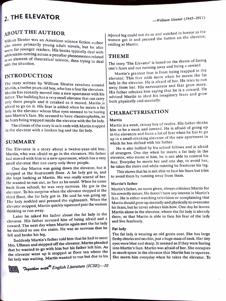 Grade 10, English, Elevator | PDF