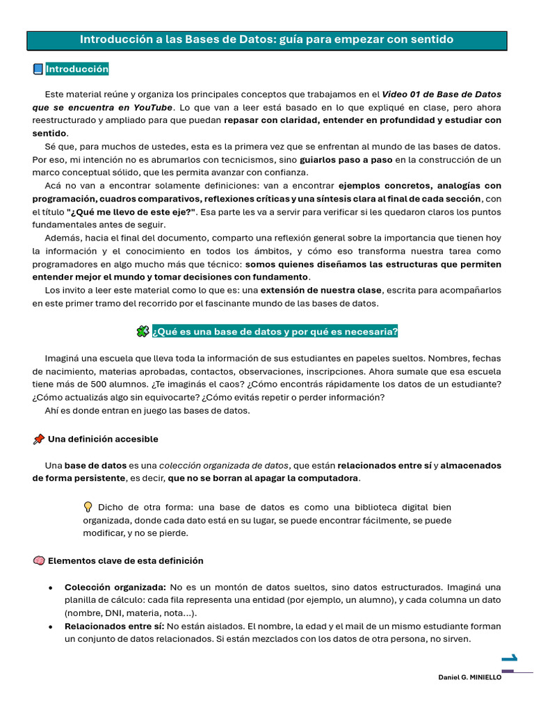 Base de Datos - Resumen 01 | PDF | Bases de datos | Mi sql