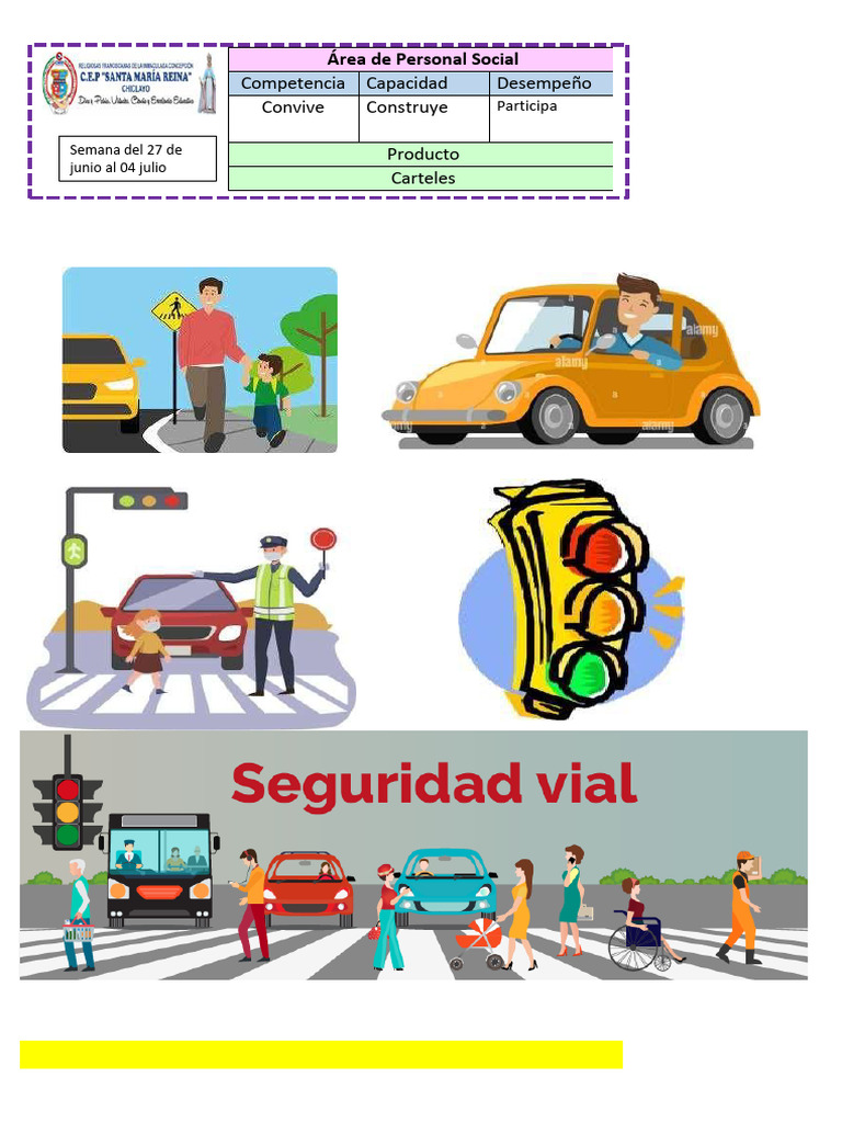 Sesión de Aprendizaje Personal Social - N°12 - Seguridad Vial - M ...