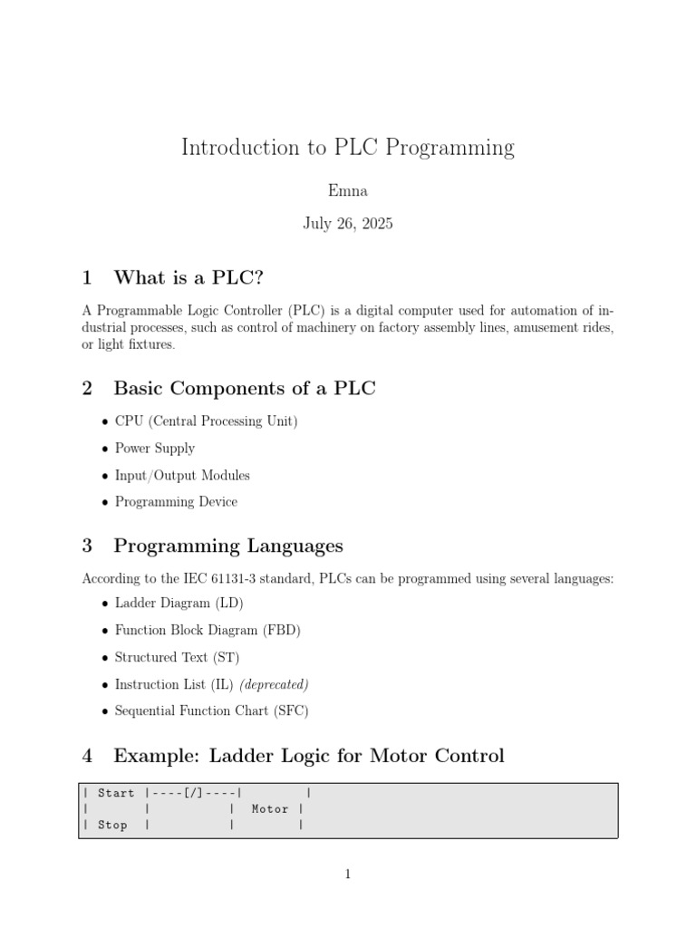 PLC Programming Essentials | PDF