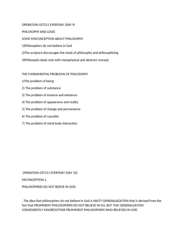 Misconception and Problem of Philosophy | PDF | Existence | Causality