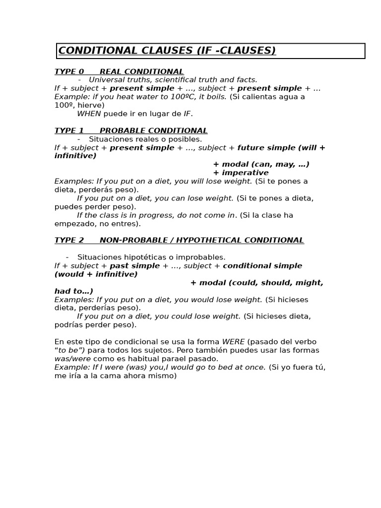 Conditional Clauses Bac | PDF