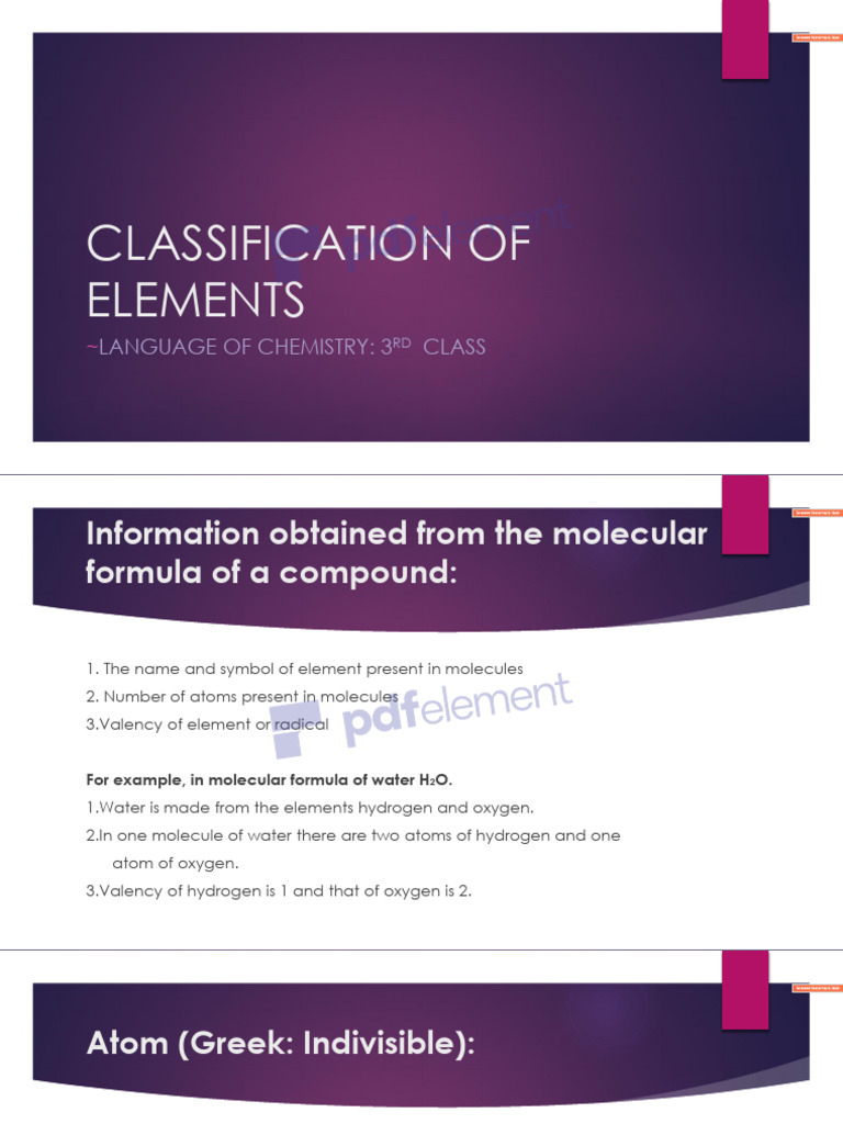 Classification of Elements - 3rd Class | PDF