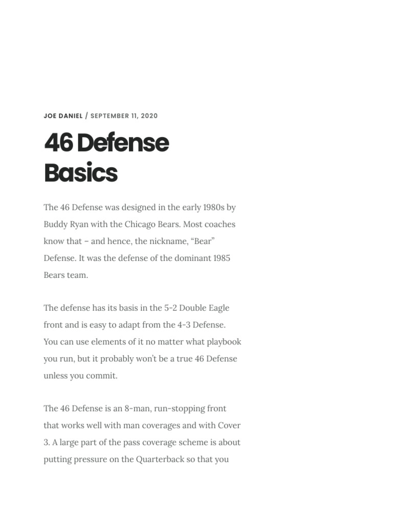 Understanding the 46 Defense Basics | PDF | Team Sports | Gridiron Football