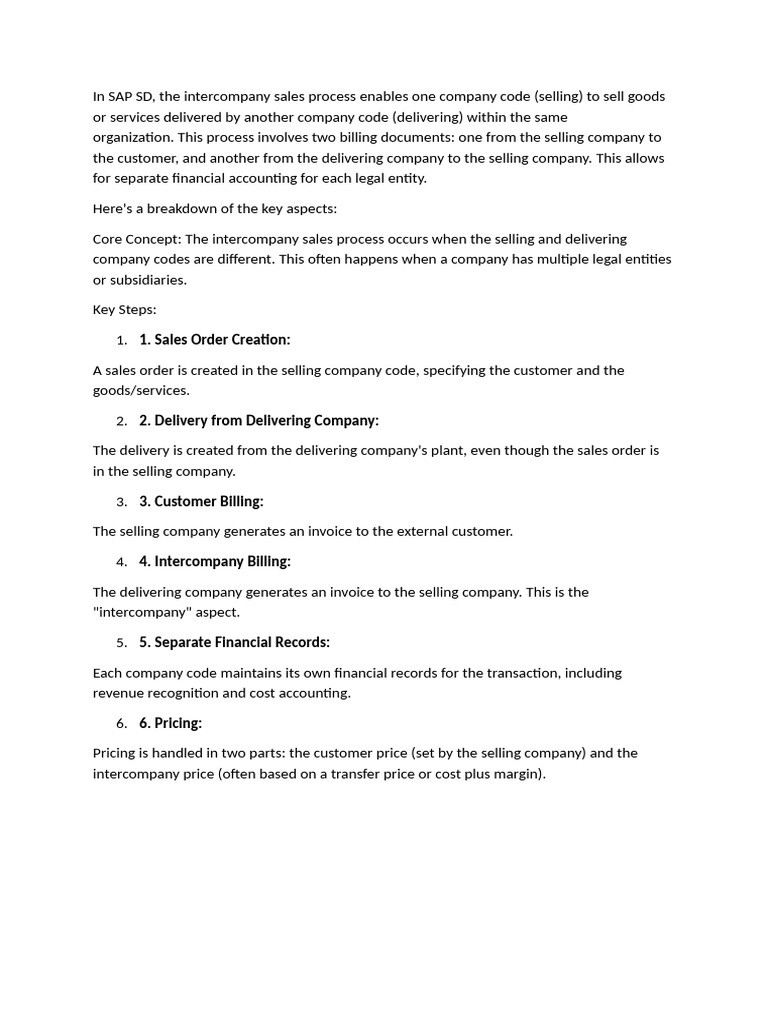 Intercompany Sales Process in SAP SD | PDF