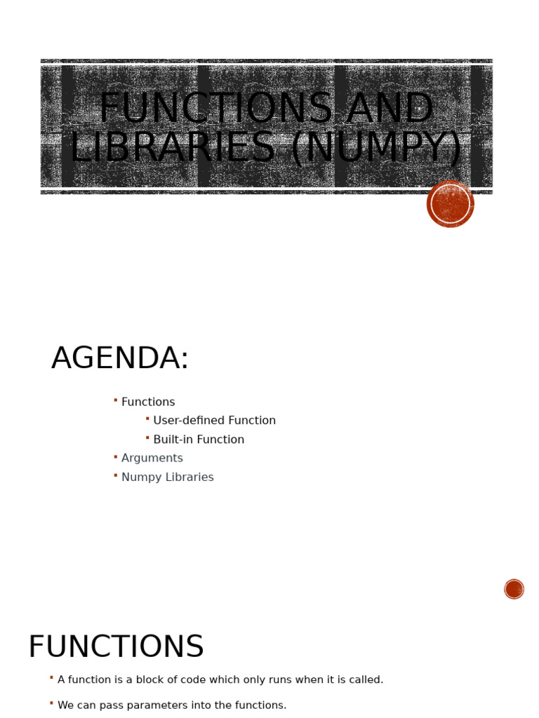 Functions and Libraries | PDF | Python (Programming Language) | Software Engineering