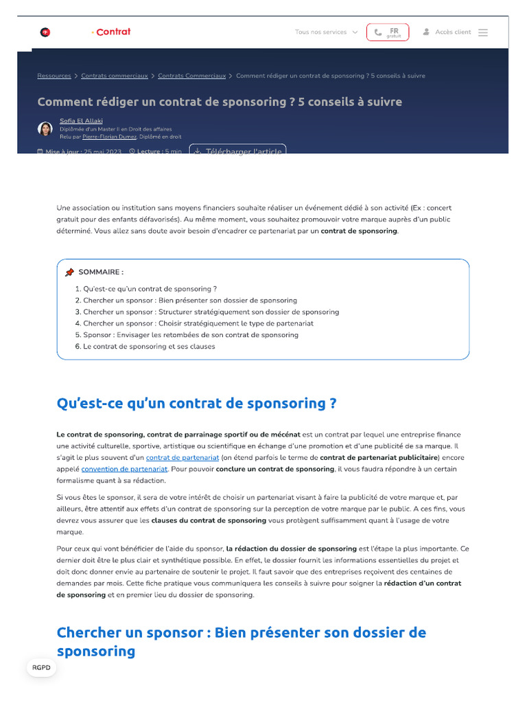 Comment Rédiger Un Contrat de Sponsoring - 5 Conseils À Suivre | PDF