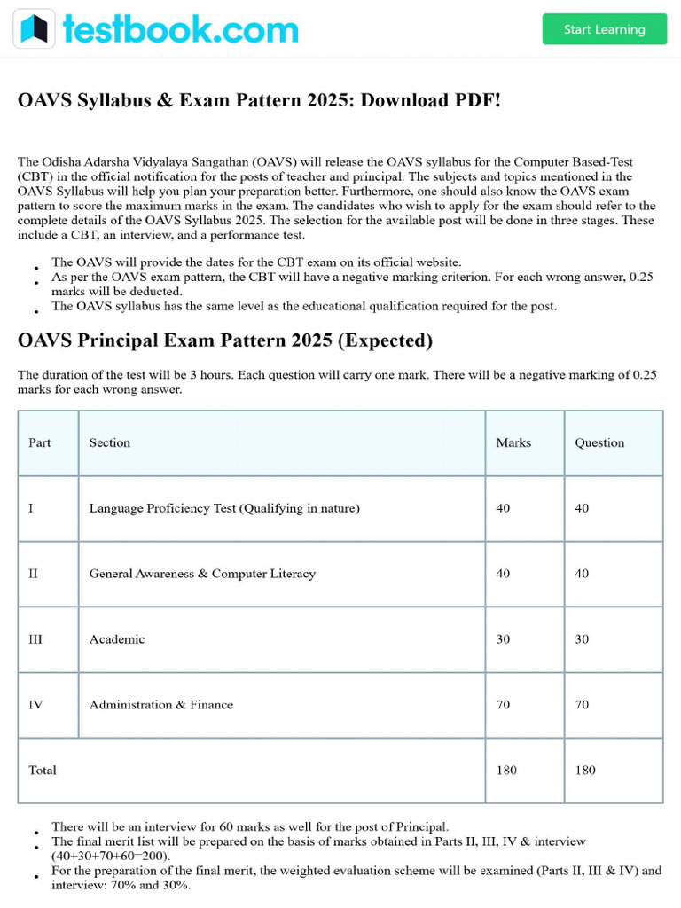 OAVS Syllabus & Exam Pattern 2025 - Download PDF! | PDF