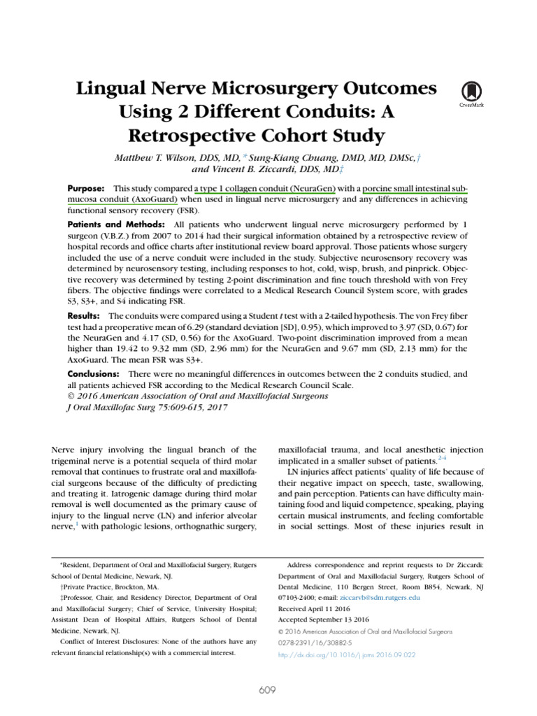 Lingual Nerve Microsurgery Outcomes | PDF | Oral And Maxillofacial Surgery
