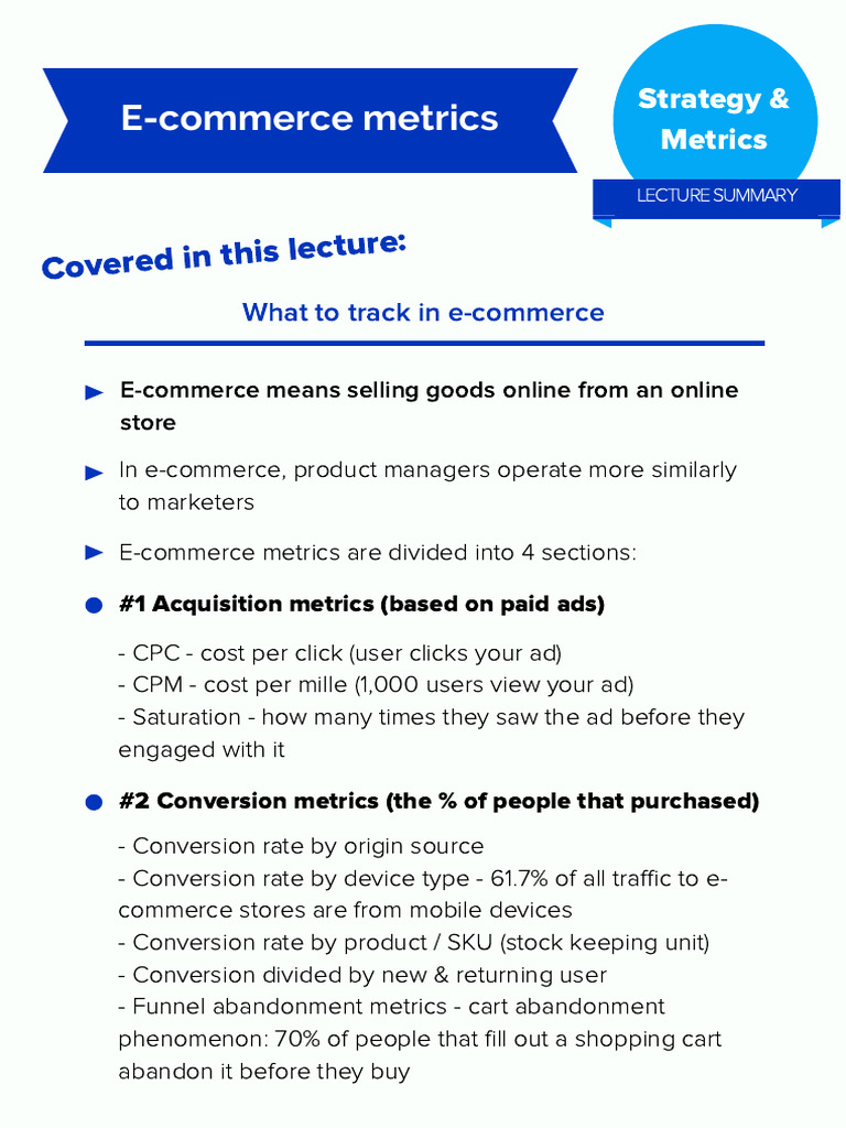 CHEAT+SHEET+ +E Commerce+Metrics | PDF