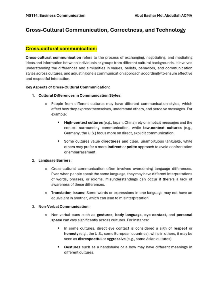 B4 Cross-Cultural Communication, Correctness, and Technology 071224 ...