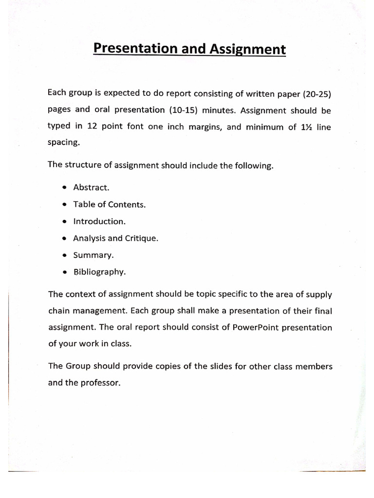 Presentation and Assignment Criteria | PDF