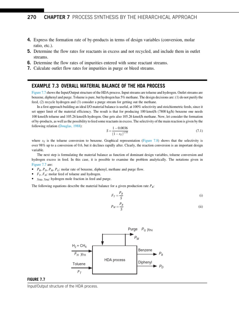 HDA Process Material Balance Analysis | PDF | Stoichiometry | Physical ...