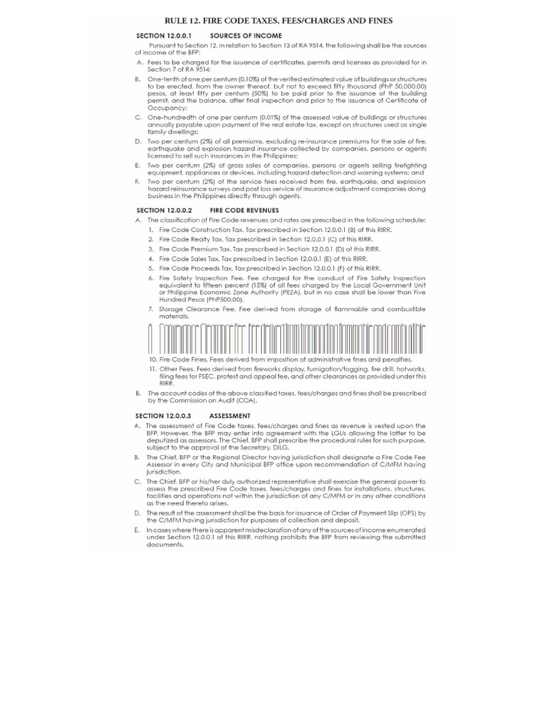 Rule 12 Fire Code Taxes Fees Charges and Fines | PDF