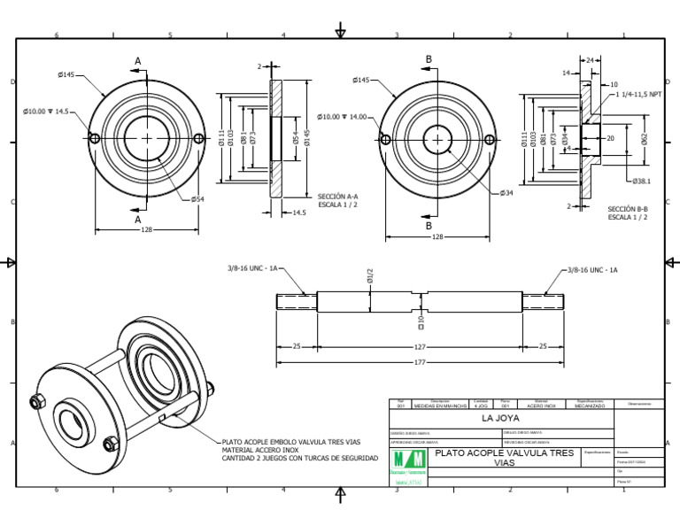 Plato Acople Valvula Tres Vias | PDF