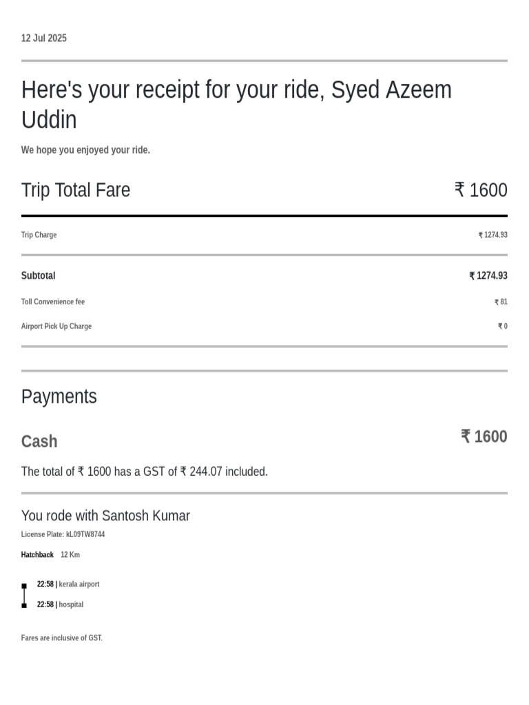 Cab & Travel Bill Template 1 | PDF