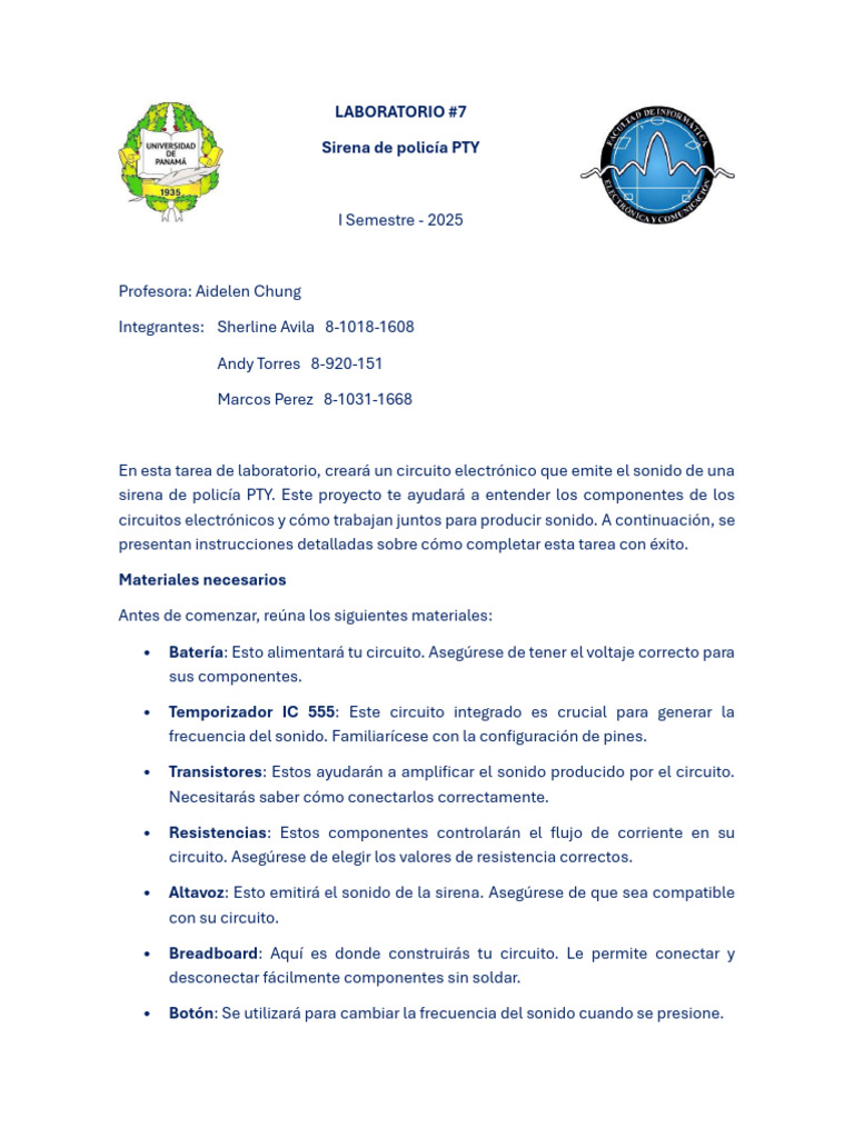 Lab #7-Desarrollado-Sirena-Policial-Andy-Torres | PDF | Altoparlante ...