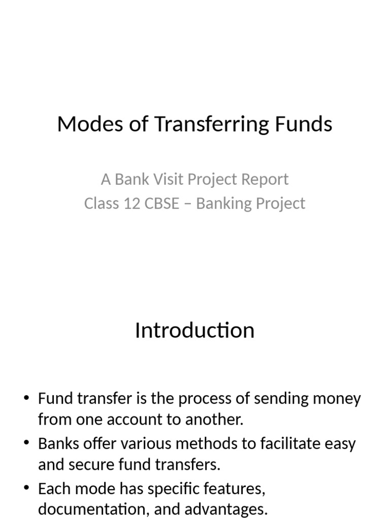 Fund Transfer Methods Overview for Class 12 | PDF