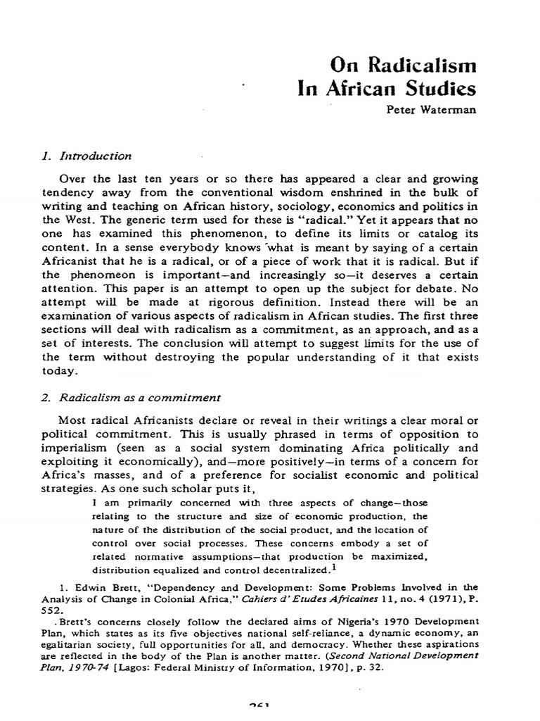 Waterman 1973 On Radicalism in African Studies | PDF | Marxism | Communism